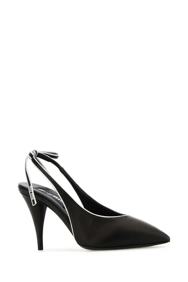 Miu Miu Leather Slingback Pumps - Black