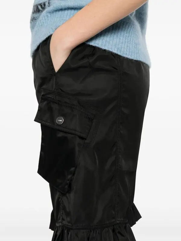 GANNI Cargo Shorts With Ruffle Hem