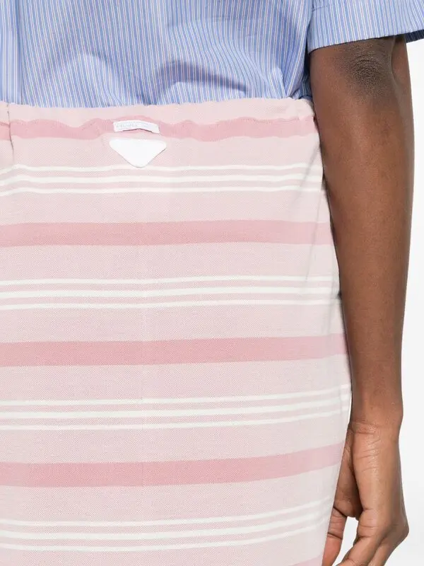 Prada Striped Cotton Midi Skirt - Multicolor