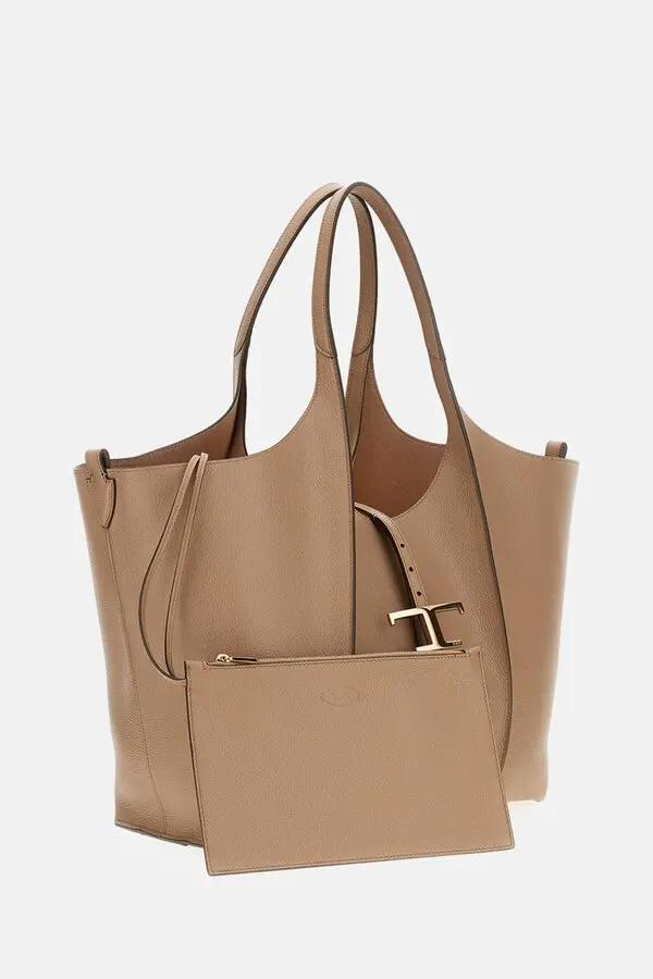 TOD'S Medium Tote Bag T Timeless In Calfskin Leather - Multicolor