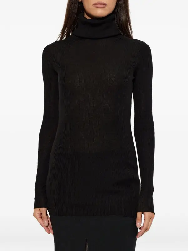 Rick Owens Wool Ribbed Turtleneck Sweater