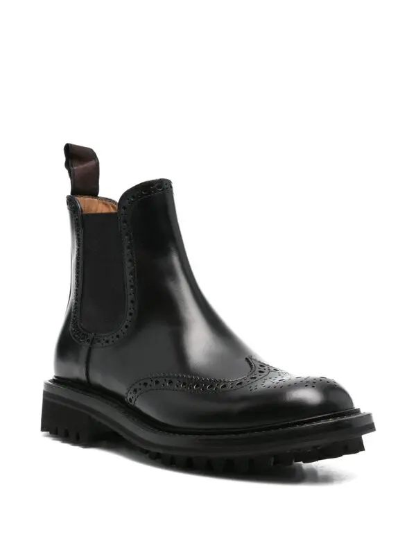 Church's Black Calf Leather Brogue Detail Chelsea Boots