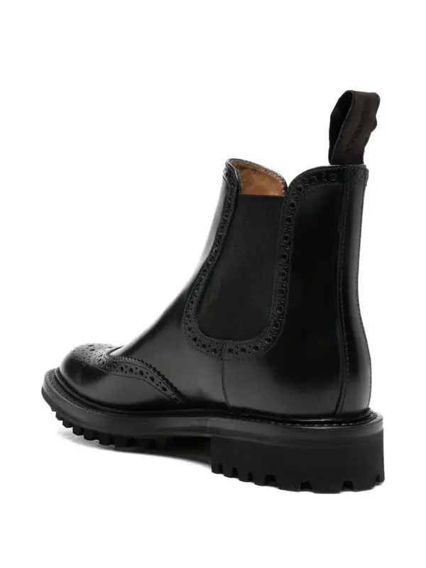 Church's Black Calf Leather Brogue Detail Chelsea Boots