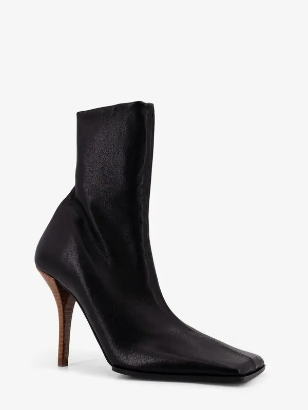 Alaïa Leather Square Toe Zip Up High Heel Boots