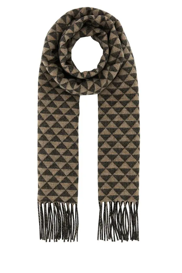 Prada Embroidered Wool Blend Scarf - Multicolor