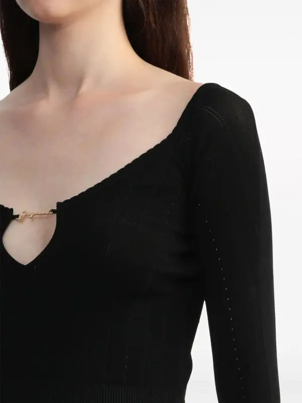 Jacquemus Le Haut Pralu Ribbed Knit V-neck Long Sleeve Top