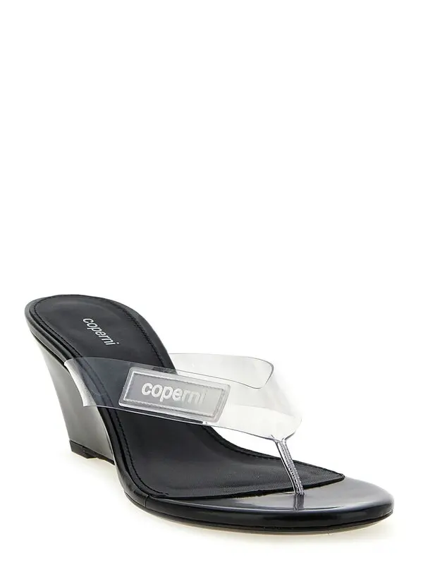 Coperni Logo Patch Wedge Thong Sandals