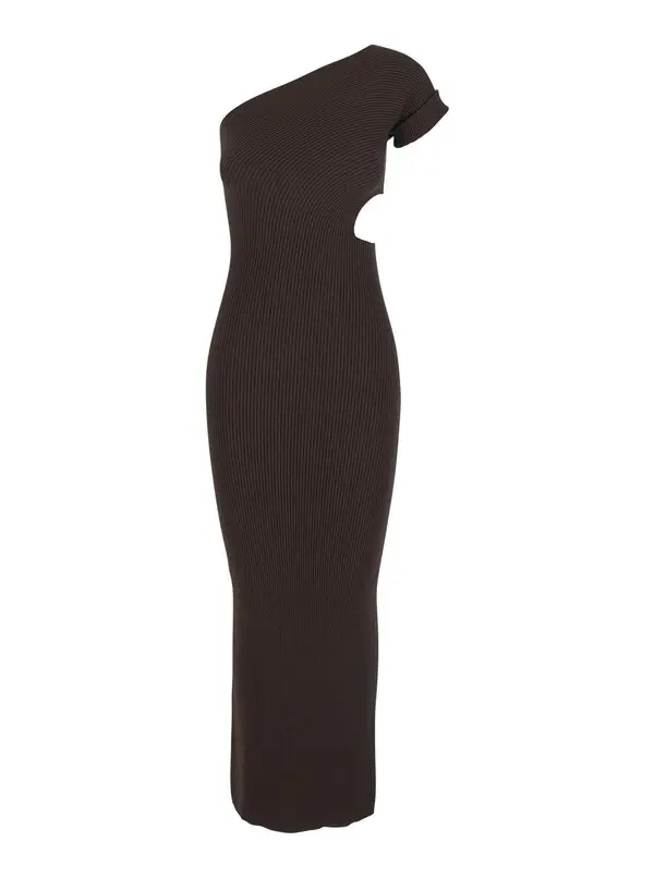 Max Mara One-shoulder Ribbed Dress - Multicolor