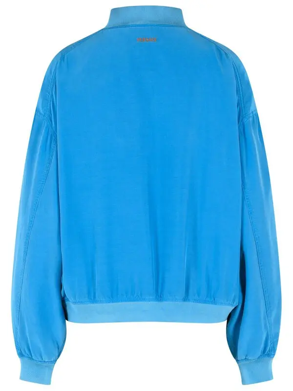 Versace Light Silk Poplin Blouson With Zip - Blue
