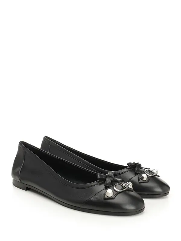 Balenciaga Leather Ballerina Flats With Metal Hardware