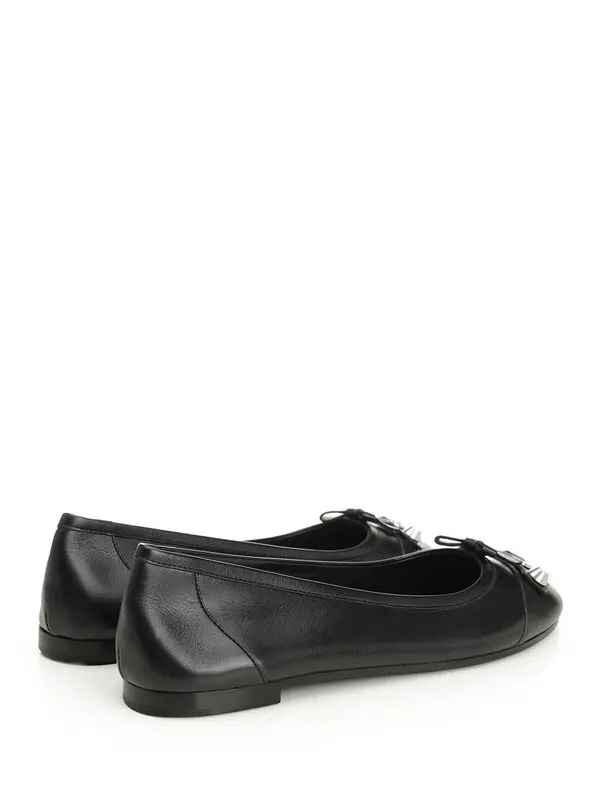 Balenciaga Leather Ballerina Flats With Metal Hardware