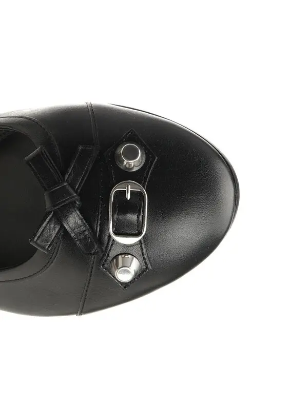 Balenciaga Leather Ballerina Flats With Metal Hardware
