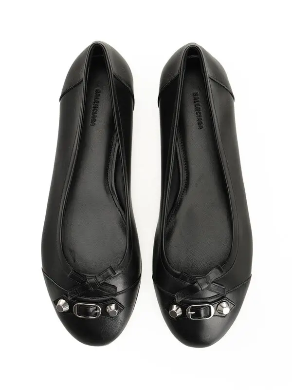 Balenciaga Leather Ballerina Flats With Metal Hardware