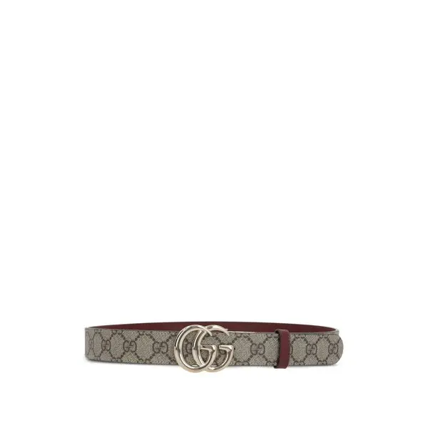 Gucci Gg Supreme Canvas Belt With Gold-tone Buckle - Cream