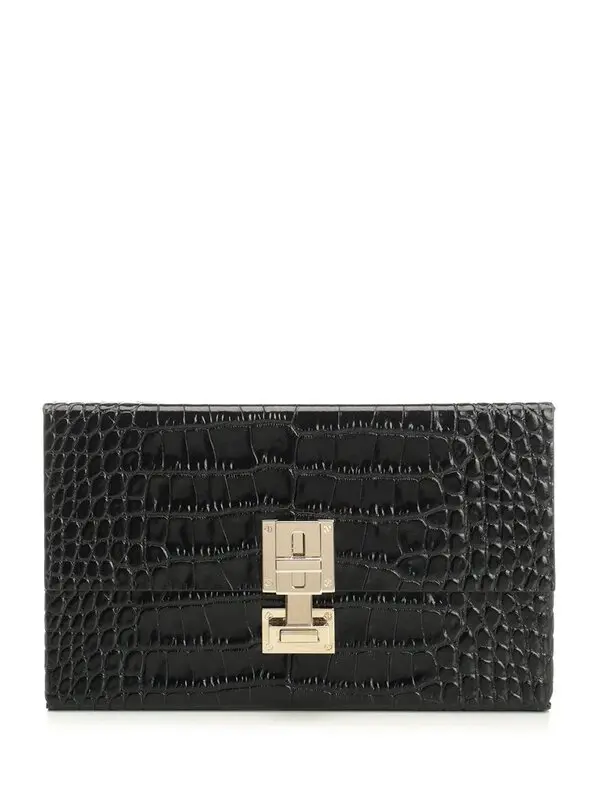TOM FORD Shiny Crocodile-effect Leather Clutch With Snap Closure