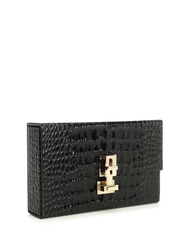 TOM FORD Shiny Crocodile-effect Leather Clutch With Snap Closure