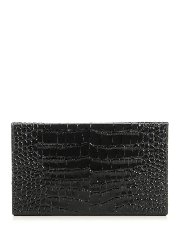 TOM FORD Shiny Crocodile-effect Leather Clutch With Snap Closure