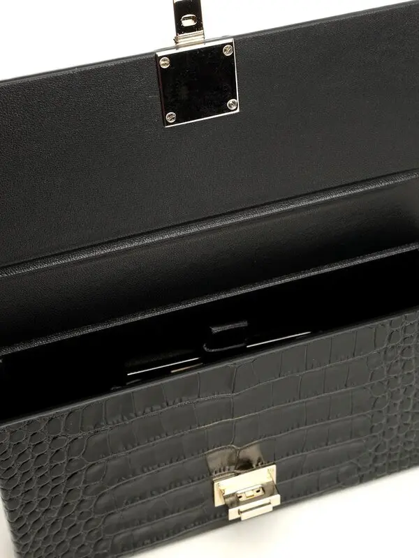 TOM FORD Shiny Crocodile-effect Leather Clutch With Snap Closure