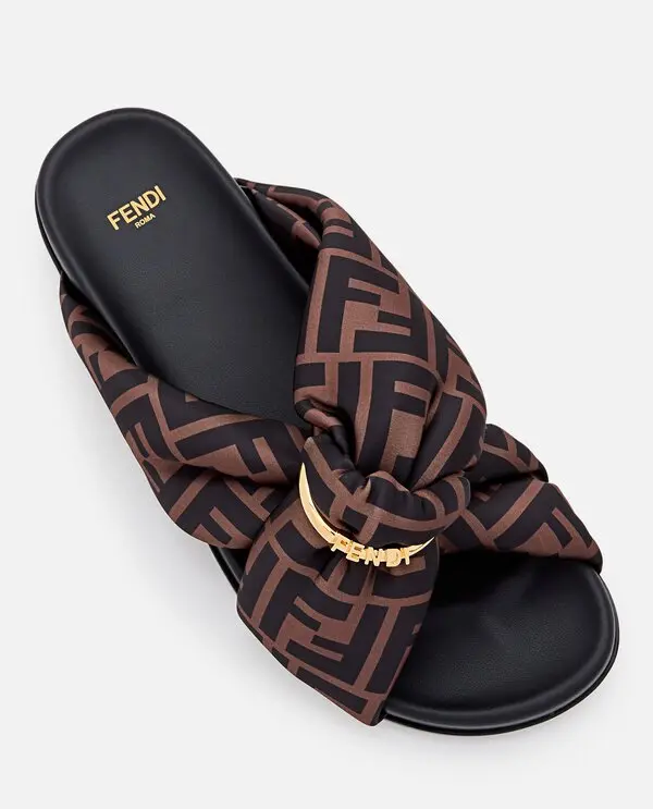 Fendi Logo Print Fabric Sandals