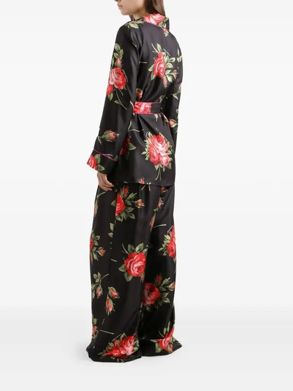 Dolce & Gabbana Black Floral Print Silk Shirt - Multicolor