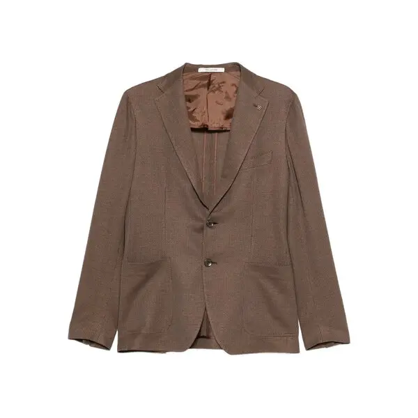 Tagliatore Single-breasted Blazer In Cotton And Linen - Brown
