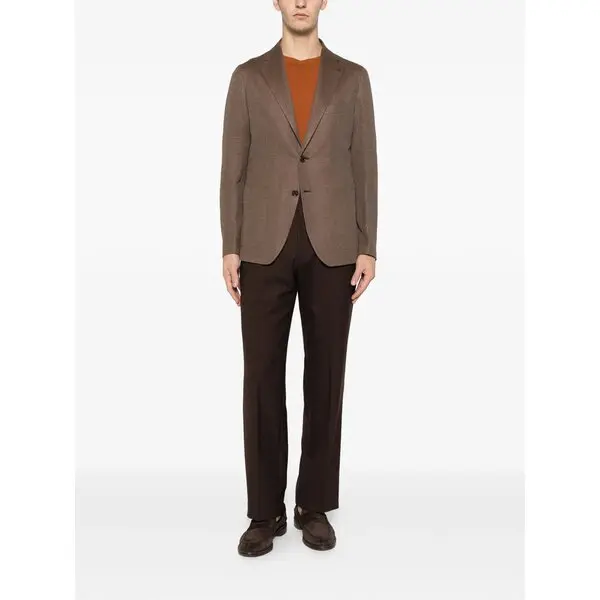 Tagliatore Single-breasted Blazer In Cotton And Linen - Brown