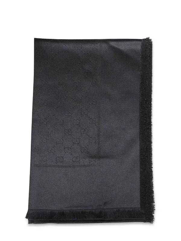 Gucci Black Gg Lamé Wool And Silk Shawl - Multicolor