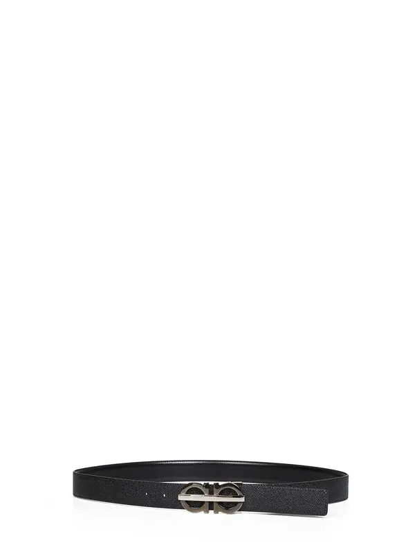 FERRAGAMO Black Gancini Reversible Belt - Multicolor