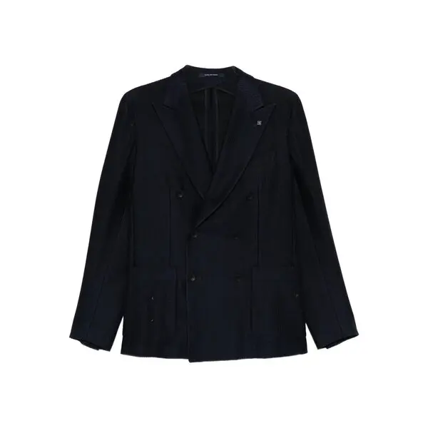 Tagliatore Double-breasted Peak Lapel Blazer - Blue