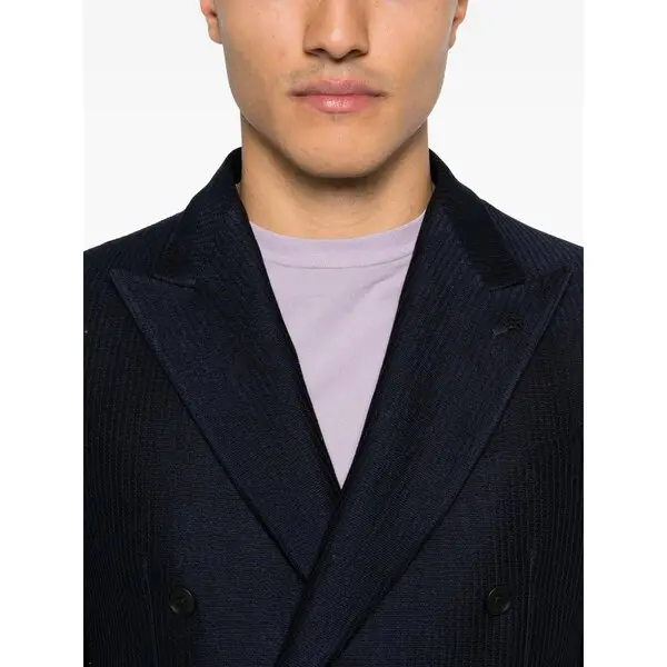 Tagliatore Double-breasted Peak Lapel Blazer - Blue