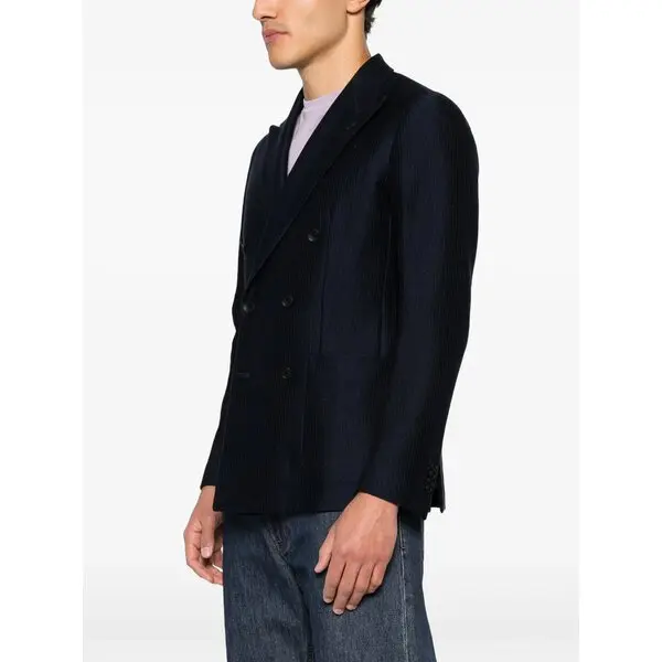 Tagliatore Double-breasted Peak Lapel Blazer - Blue