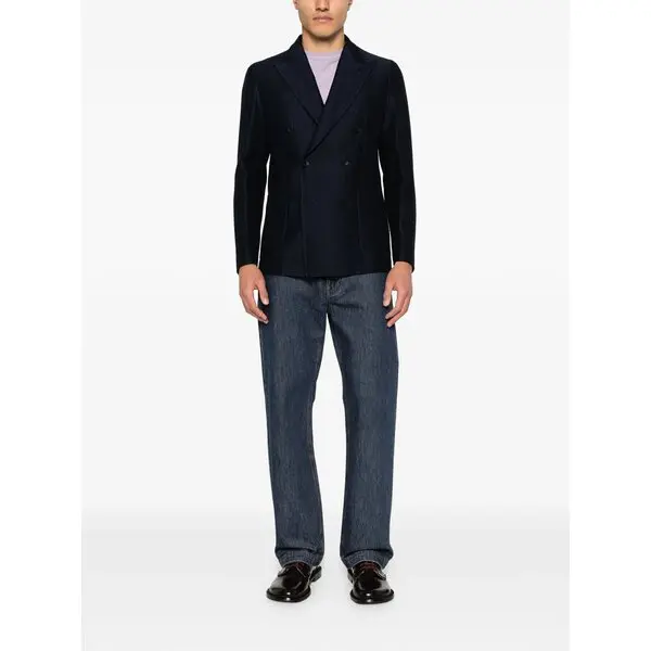 Tagliatore Double-breasted Peak Lapel Blazer - Blue