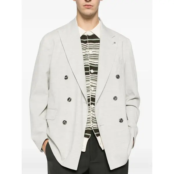 Tagliatore Double-breasted Peak Lapel Blazer - Gray