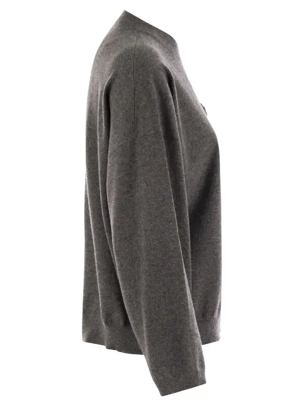 Brunello Cucinelli Cashmere Sweater With Breast Pocket And Monile Embroidery