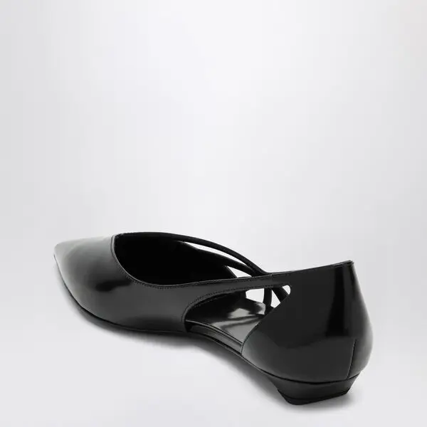 Prada Cut Out Brushed Leather Ballerina Flats
