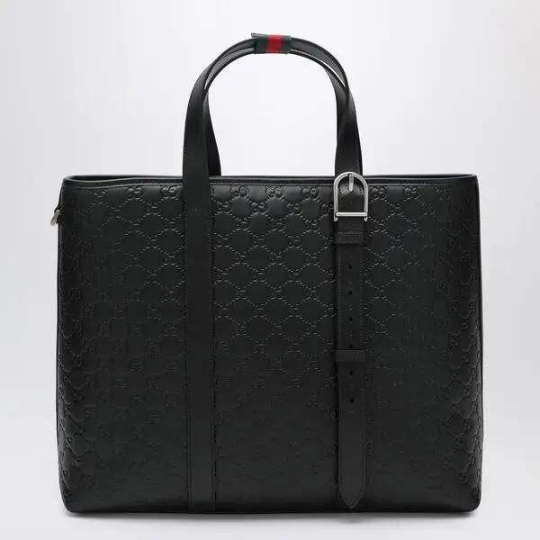 Gucci Large Gg Embossed Shopping Bag - Black