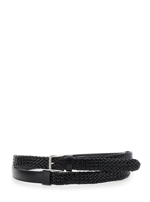 Dolce & Gabbana Black Leather Belt With Silver Tone Buckle - Multicolor