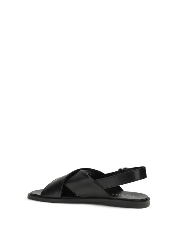Prada Saffiano Leather Criss-cross Slingback Sandals