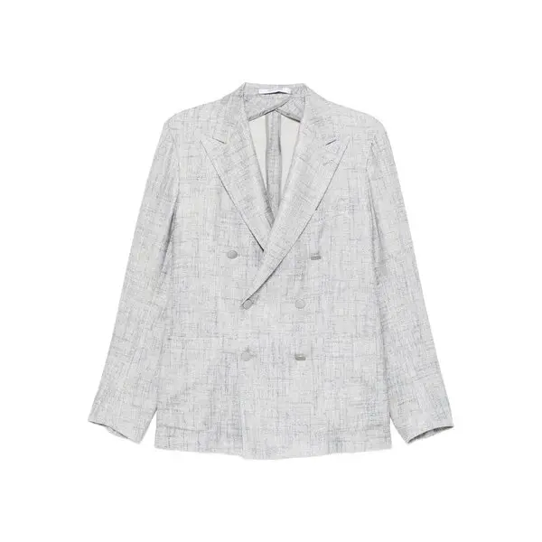 Tagliatore Grey Double-breasted Peak Lapel Blazer