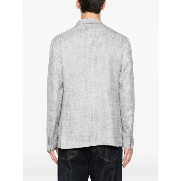Tagliatore Grey Double-breasted Peak Lapel Blazer