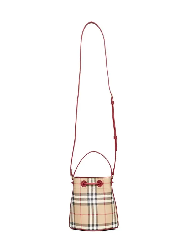 Burberry Archive Beige Check Mini Bucket Bag - Multicolor
