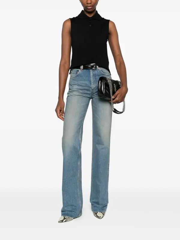 Saint Laurent Sleeveless Cotton Polo Shirt - Multicolor