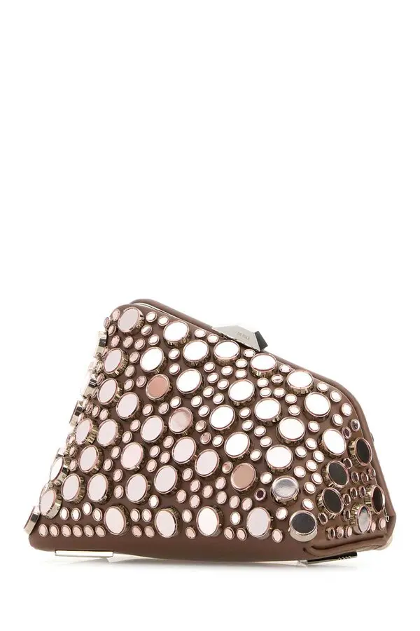 Attico Embellished Leather Midnight Clutch - Pink