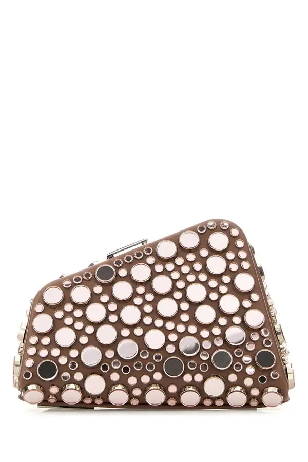 Attico Embellished Leather Midnight Clutch - Pink