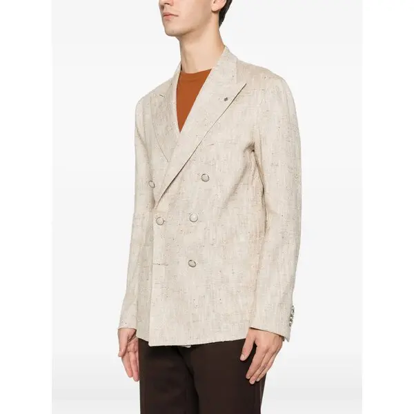 Tagliatore Double-breasted Peak Lapel Blazer - Cream
