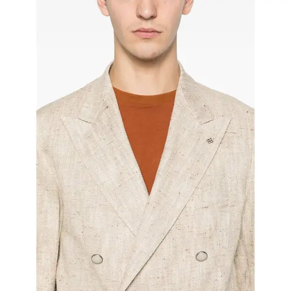 Tagliatore Double-breasted Peak Lapel Blazer - Cream