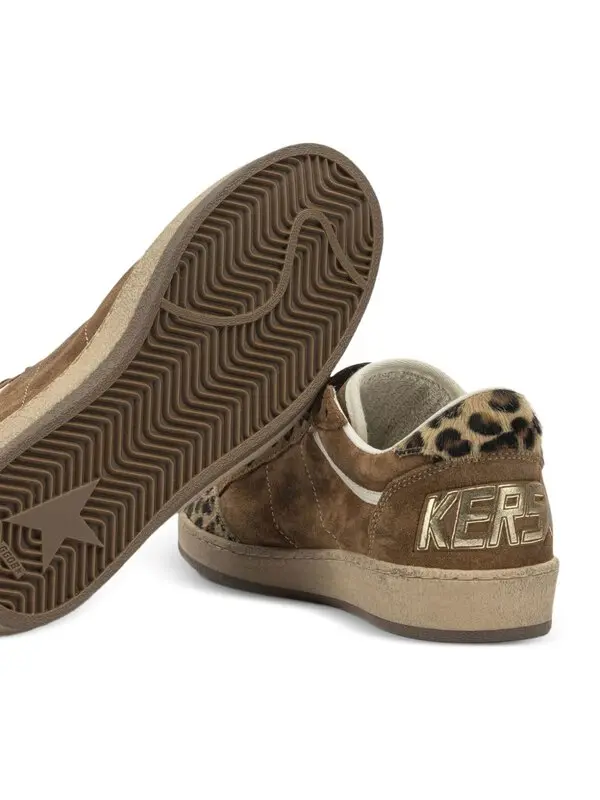 GOLDEN GOOSE Ball Star Leather Sneakers With Leopard Accents - Multicolor