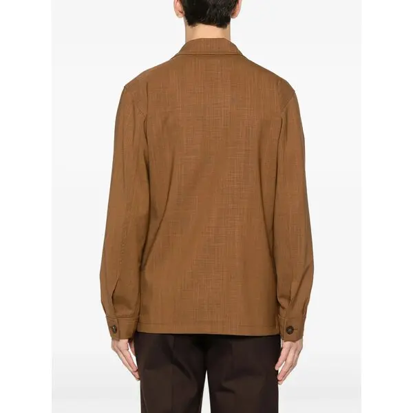 Tagliatore Russet Virgin Wool Patch Pocket Shirt Jacket