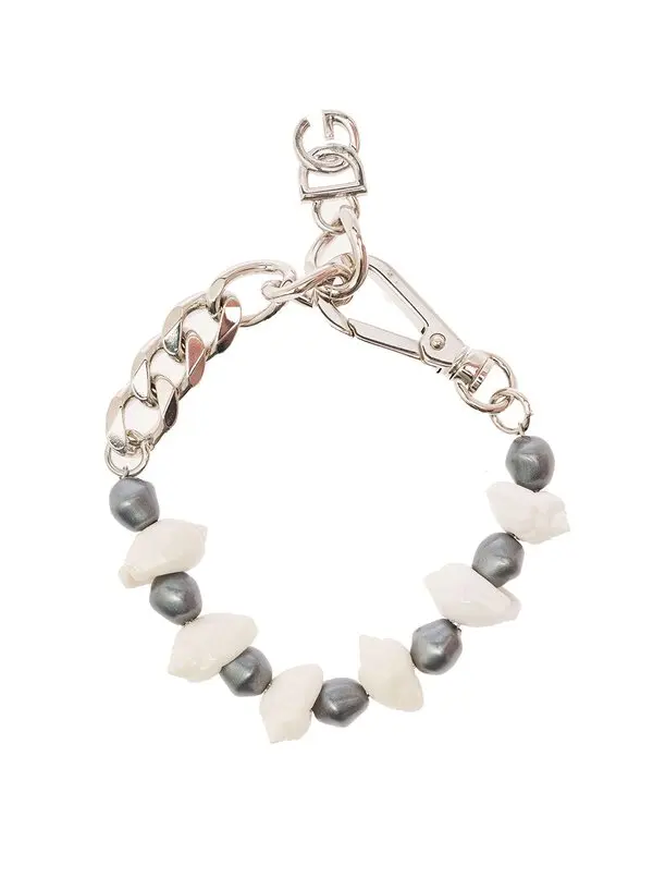 Dolce & Gabbana Silver-tone Brass Bracelet With Shell And Logo Charm - Multicolor