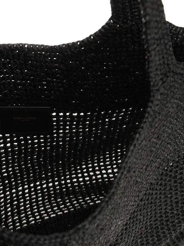 Saint Laurent Icare Raffia Bag With Oversized Casandre Motif